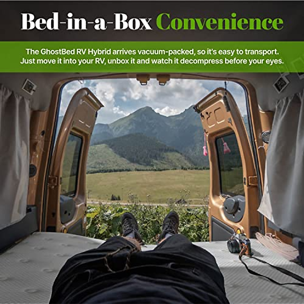 GhostBed 10 Inch Short Queen RV Mattress, Camper Mattress with Cool Gel Memory Foam and Hybrid Coils - Low Profile, Medium Feel, Made in The USA, Short Queen