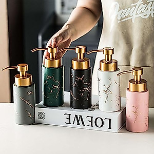 Glass soap Dispenser with Pump-Broad, Ceramic Foaming Soap Dispenser, Marble Foam Soap Dispenser with Gold Pump, Hand Foaming Dispenser for Barthroom Accessories-Grey-Solid Color (Color : Black, Si
