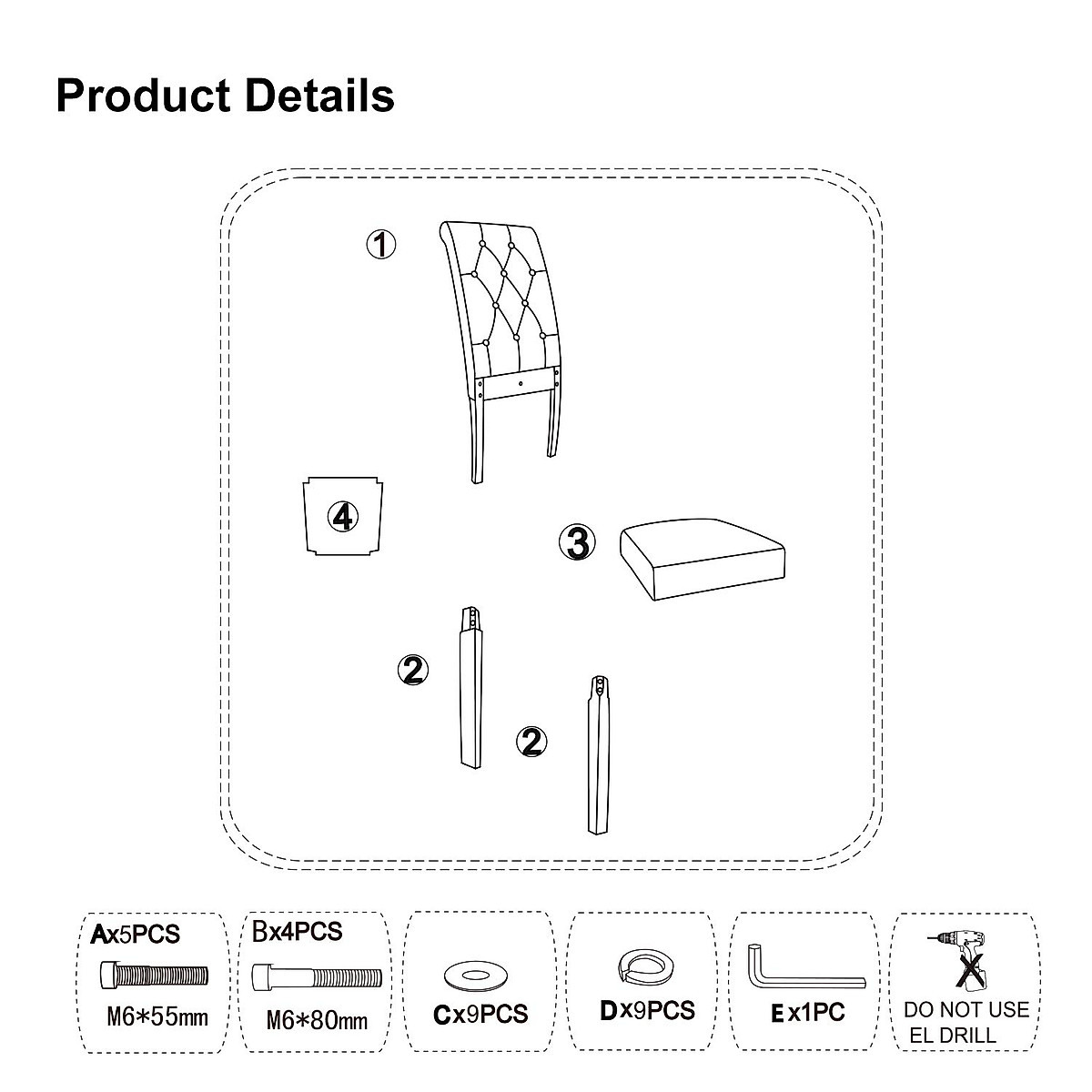 Merax Dining Chairs Dining Room Chairs - Kitchen Chairs Solid Wood Tufted Parsons Dining Chair Set of 2, Easy to Assemble