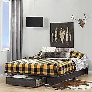 Home Square 2 Piece Queen Bed Frame with Headboard Set - Queen Platform Bed with Storage Drawers & Queen Headboard in Gray Oak