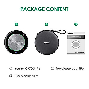 Yealink Bluetooth Speakerphone Conference Microphone Teams Certified CP700 USB Full Duplex Noise Reduction Algorithm Home Office 360° Voice Pickup(Teams Optimized, CP700)