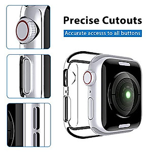 2 Pack LϟK Case for Apple Watch 40mm SE/Series 6/5/4 Built-in Tempered Glass Screen Protector, All-Around Ultra-Thin Bumper Full Cover Hard PC Protective Case for iWatch 40mm - Clear