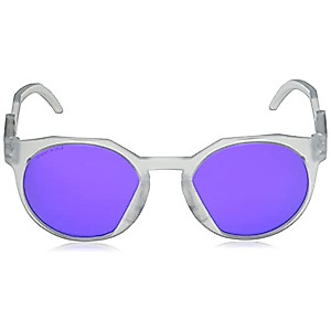 Oakley Men's OO9464A HSTN Low Bridge Fit Round Sunglasses, Matte Clear/Prizm Violet, 52 mm