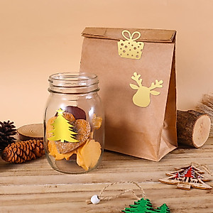 AIEX 120pcs Christmas Envelope Seal Stickers, Envelope Seals Elk Snowflake Present Package Christmas Tree Gold Foil Stickers for Envelopes Greeting Cards Biscuit Bags Present Boxes(4 Patterns)