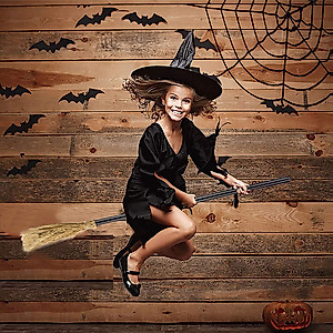 Medoore 4 Pack Halloween Witch Broom Plastic Witch Broomstick Cosplay Broom Props, Realistic Wizard Flying Broom Stick Accessory