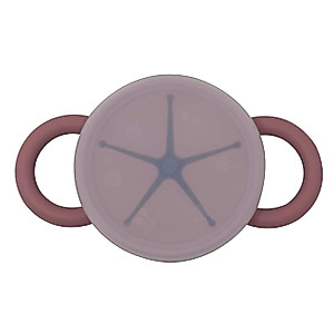 BraveJusticeKidsCo | Snack Attack II Snack Cup | Collapsible Silicone Snack Container | Toddler and Baby Snack Catcher Lid (Dusty Rose)