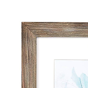KAIWIN 100% Solid Wood Brown 11x14 Picture Frame 2 Pack Display Picture 8x10 with Mat, HD Glass Inside, Rustic Wooden Photo Frames for Wall Mounting
