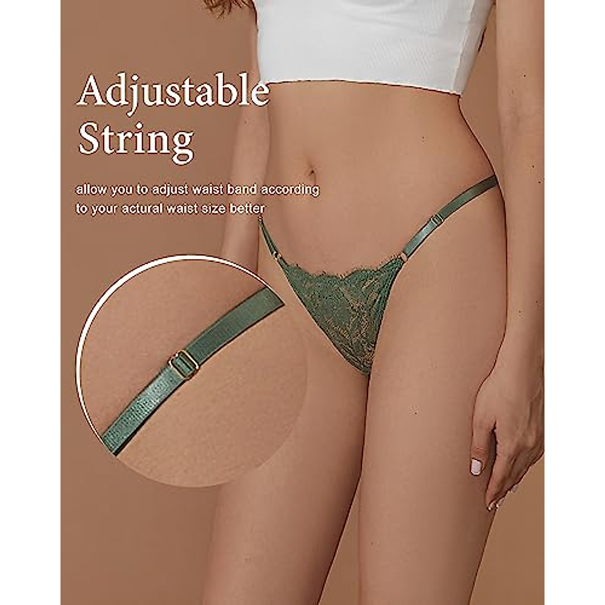 SHARICCA Lace G-String Thongs for Women Comfort Sexy Underwear Breathable T-back Thongs Panties Pack, 3P04,M
