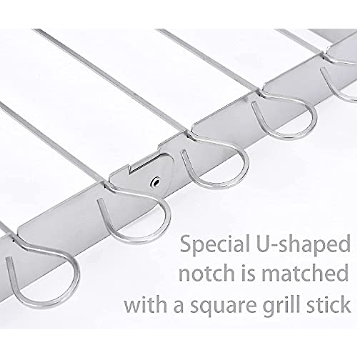 Skewer Rack Set for Grill,12pcs 12inch Stainless Steel Square Barbecue Skewers Shish Kabob and Foldable Grill BBQ Racks Set,Durable and Reusable for Party and Cookout (Barbecue Skewers Rack Set 12p+1)