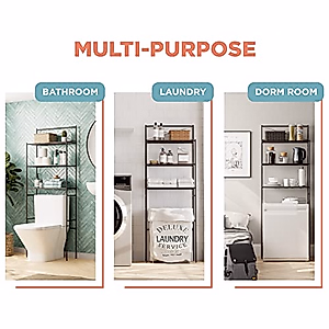 Zenna Home Over the Toilet Storage, Metal Bathroom Spacesaver with 3 Shelves, Cross-Style Storage Cabinet, Easy Assembly, Oil Rubbed Bronze