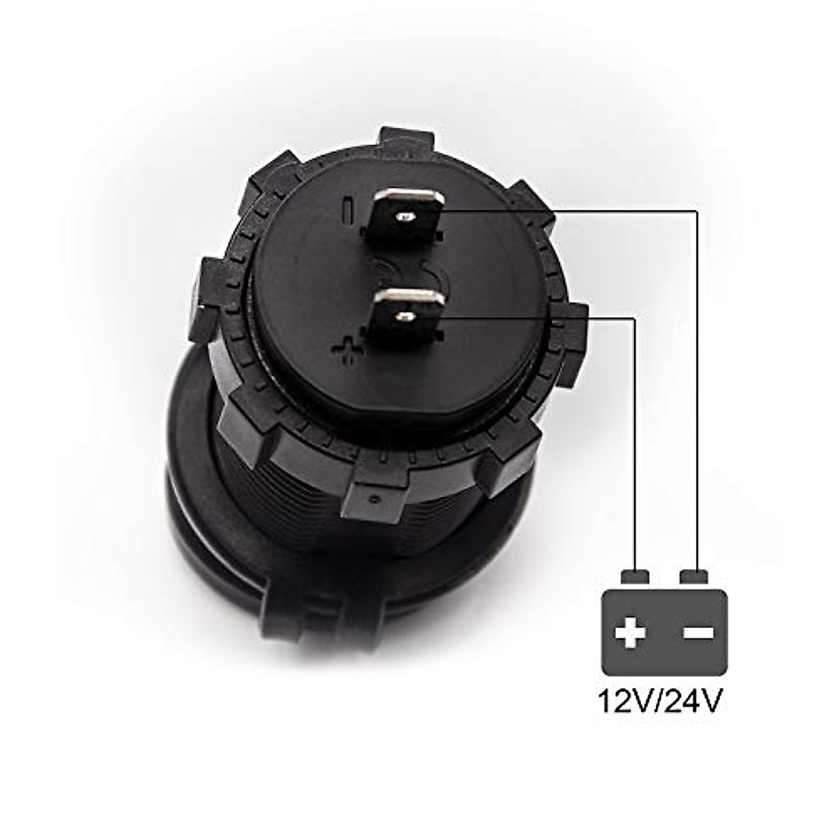 Dual USB Charger Socket Waterproof Power Outlet 12V/24V 2.1A & 2.1A for Car Boat Marine RV Mobile Blue LED