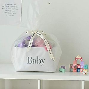 INough Storage Basket for Nursery, Baby Toys Storage Bins, Empty Large Basket,for Baby Girls or Boys Room,Wipes and Diapers, Storage Box for Nursery/Kids Room (16 x 12.2 x 11 Inches)