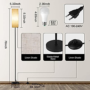 Hialotvt LED Floor Lamp for Living Room Bedroom, Smart Standing Lamp with Alexa Google Assistant App Remote Control, Tall Modern Floor Lamp with Linen Lamp Shade, 16 Million Colors Bulb Included