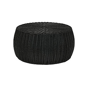 Household Essentials Handwoven Resin Storage Stool Ottoman, Black
