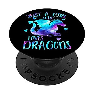 Just a Girl Who Loves Dragons - Dragon Girls Galaxy Gifts PopSockets Swappable PopGrip