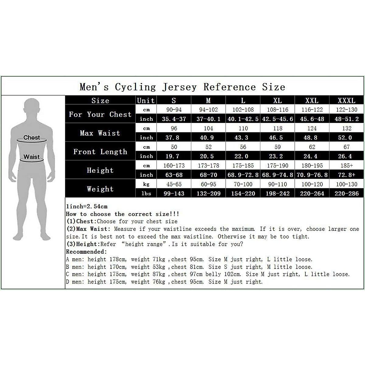 JPOJPO Cycling Jersey Men Short Sleeve Bike Shirt with Pockets Bicycle Clothing L