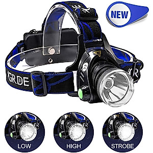 OEUUDD Headlamp, Upgrade 8000 High Lumens Ultra Bright Headlamp, 3 Modes Micro-USB Rechargeable LED Work Headlight Waterproof Flashlights Headlamps for Adults Running Camping Fishing Hiking Biking