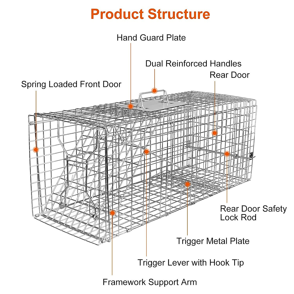 ECOOOL Large Live Animal Trap Cage 30""x11""x12"" Collapsible Heavy Duty Humane Live Animal Trap for Raccoons,Squirrel,Cats,Gopher,Beavers,Chipmunk,Groundhogs,Shunks,Easy to Catch and Release, Silver