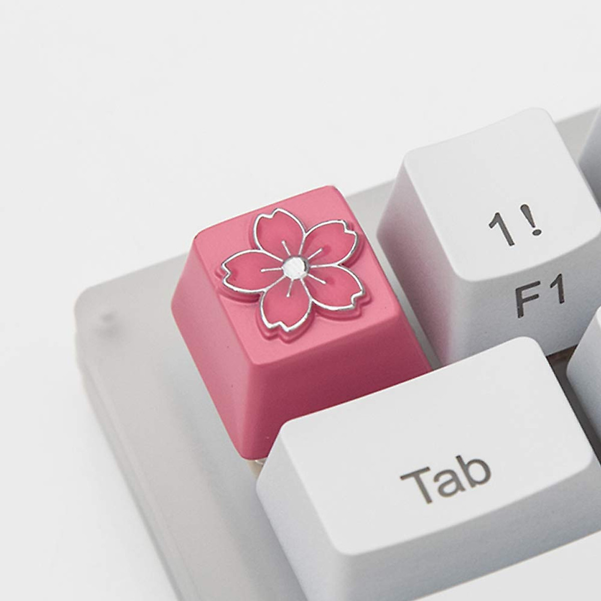 HFSECURITY Sakura Cherry Blossoms Metal Backlit Keycaps for Cherry Mx Switch Mechanical Gaming Keyboard Zinc Aluminum Alloy 3D Keycaps