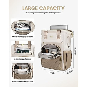 LOVEVOOK Laptop Backpack for Women, 15.6 Inch Work Laptop Bag，Waterproof Teacher Nurse Bag with USB Port,Fashion Travel Bag Business Computer Backpack Purse