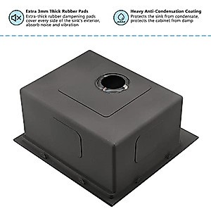 18 Inch Black Bar Sink Drop In Workstation-VASOYO 18x18 Drop In Bar Sink Black Stainless Steel Bar Prep Sink Topmount Outdoor Rv Kitchen Sink Single Bow Wet Bar Sink with Cutting Board