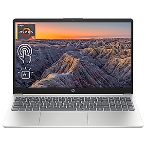 HP 2023 Newest Laptop, 15.6" HD Touchscreen, AMD Ryzen 5 7530U (Beats i7-1165G7), 32GB RAM, 1TB PCIe SSD, Webcam, Backlit KB, HDMI, Type-C, Wi-Fi 6, Windows 11 Home, Silver, KKE Accessories