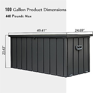 Ataucjin 150 Gallon Steel Deck Box, Indoor Outdoor Lockable Water-resist Storage Container for Patio Furniture Cushions, Toys and Garden Tools