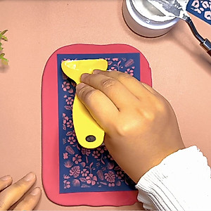 Reusable Silk Screen Polymer Clay Kit Flower Leaves Love Heart Christmas Bells Snowlake Decoration Silk Screen Stencils Polymer Clay Tools Printing on Clay & Other Jewelry Clay Earrings Decoration