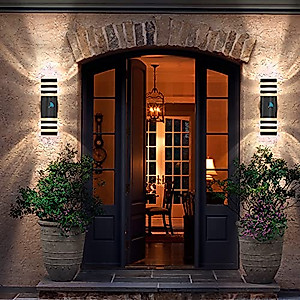 FAISHILAN 2 Pack Dusk to Dawn Exterior Wall Light Fixture,3-Layer 14W 1200LM Warm White 3000K IP65 Waterproof Aluminum Morden Outdoor Lights for House Porch Hallway Patio Garage