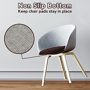 PAGGED Brown Chairs Cushions for Dining Chairs 6 Pack Non Slip Foam Kitchen Seat Cushions Washable Soft Thick Patio Pads Large Wooden Metal Tapered Chair Cushions,17" x 16"