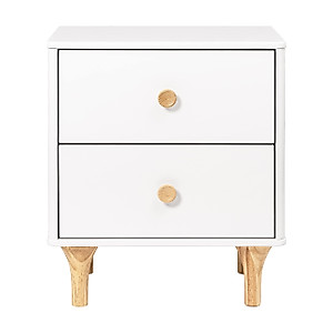 Babyletto Lolly USB Port Nightstand, in White and Natural
