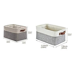 DECOMOMO Foldable Storage Bin (LARGE-Grey and White 15 x 11 x 9.5" - 3 Pack and Small 11.8 x 8 x 6-6 Pack) Collapsible Sturdy Cationic Fabric Storage Basket Cube W/Handles for Organizing Shelf Nurse