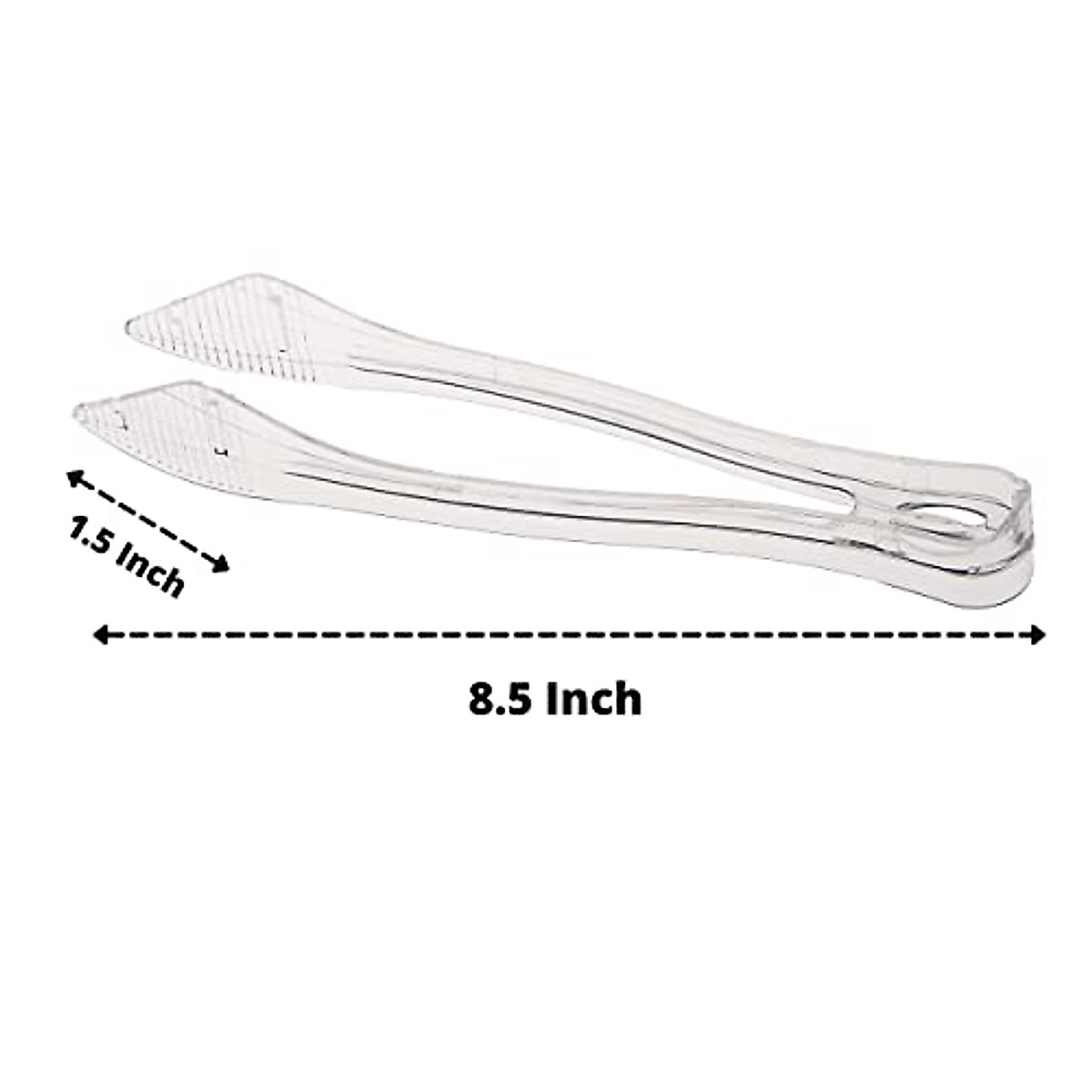 PARTY BARGAINS 8.5 Inches Plastic Serving Tongs, 12 Pack, Premium Quality & Heavy-Duty Clear Plastic Tongs for BBQ, Salads, Grilling, Buffets, Kitchen