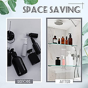 Tatuo 2 Pieces Bathroom Shelf Tempered Glass Shelf for Bathroom, 304 Stainless Steel Wall Mount Floating Glass Shelves, 15.8 Inch