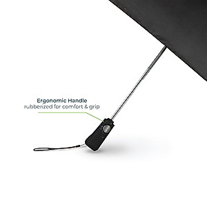 Totes Blue Line Golf Size Auto Open/Close Umbrella, Water Repellent Canopy, Black