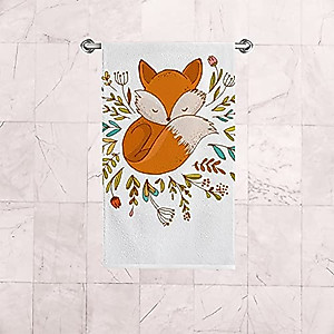 Top Carpenter Soft Hand Fingertip Towels 2 Pcs Face Bath Towels Sleeping Fox Absorbent Washcloths for Bathroom Hotel Kitchen 30x15in