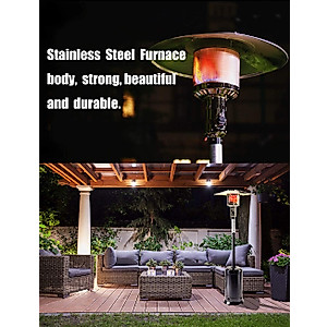 47000 BTU Outdoor Propane Patio Heater, Stainless Steel Burner, with Anti-tilt and Flame-out Protection System, ETL Certified, 10-foot Radius Heat Reflector, Add Warmth and Ambience to Backyard, Party