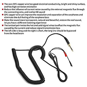 eboxer-1 Headphone Audio Cable, Spring Audio Cable with Adapter, OFC Copper Core, Replacement 3.5mm Headset Audio Wire for Sennheiser HD25/HD560/HD540/HD430/HD250, 19.7ft