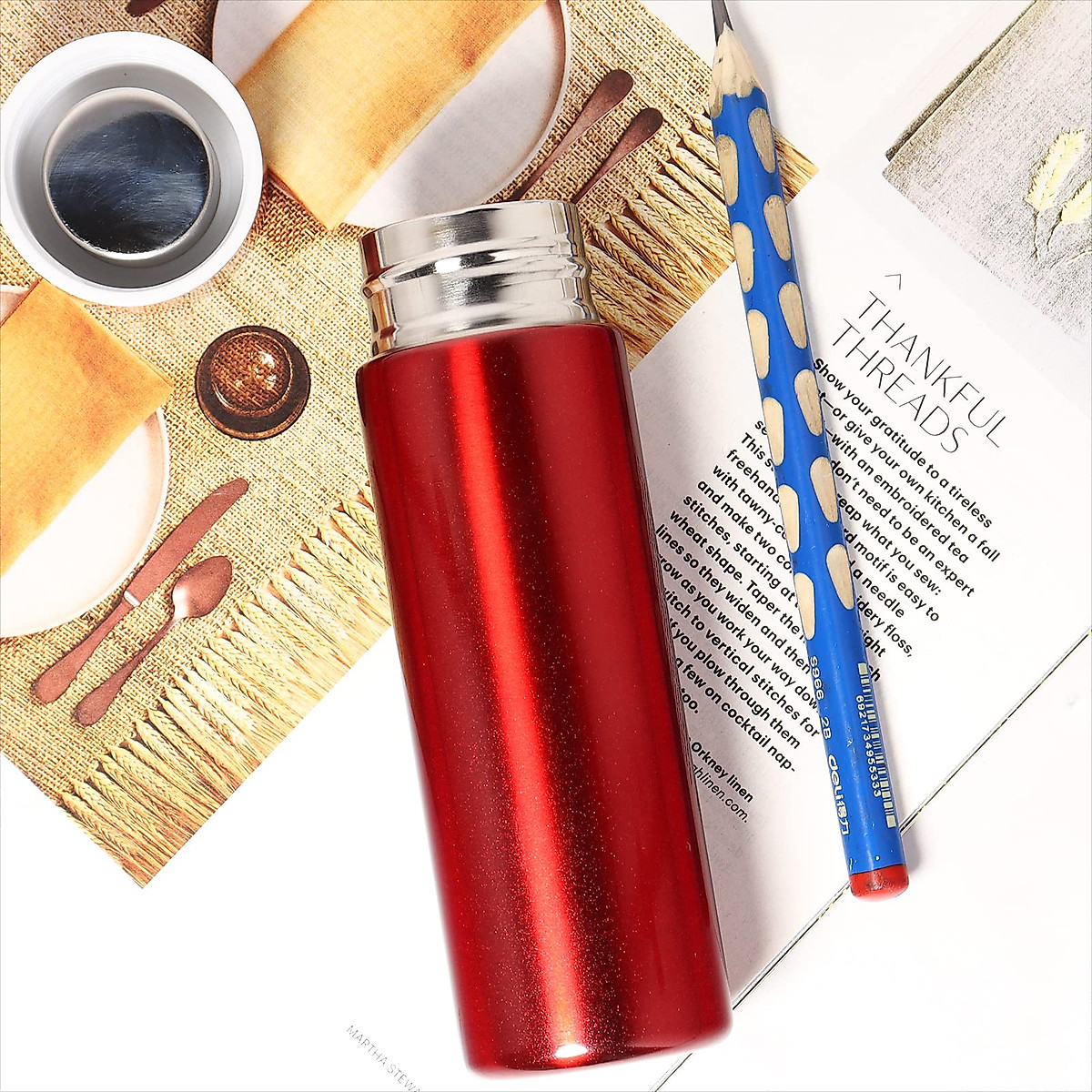 Dxobay Cute Slim Water Bottles, Mini Kids Water Bottle, Insulated Stainless Steel Water Bottles, Thermos Water Bottle with Vacuum Sealing & Double Wall Design(4.4 Oz, Red)