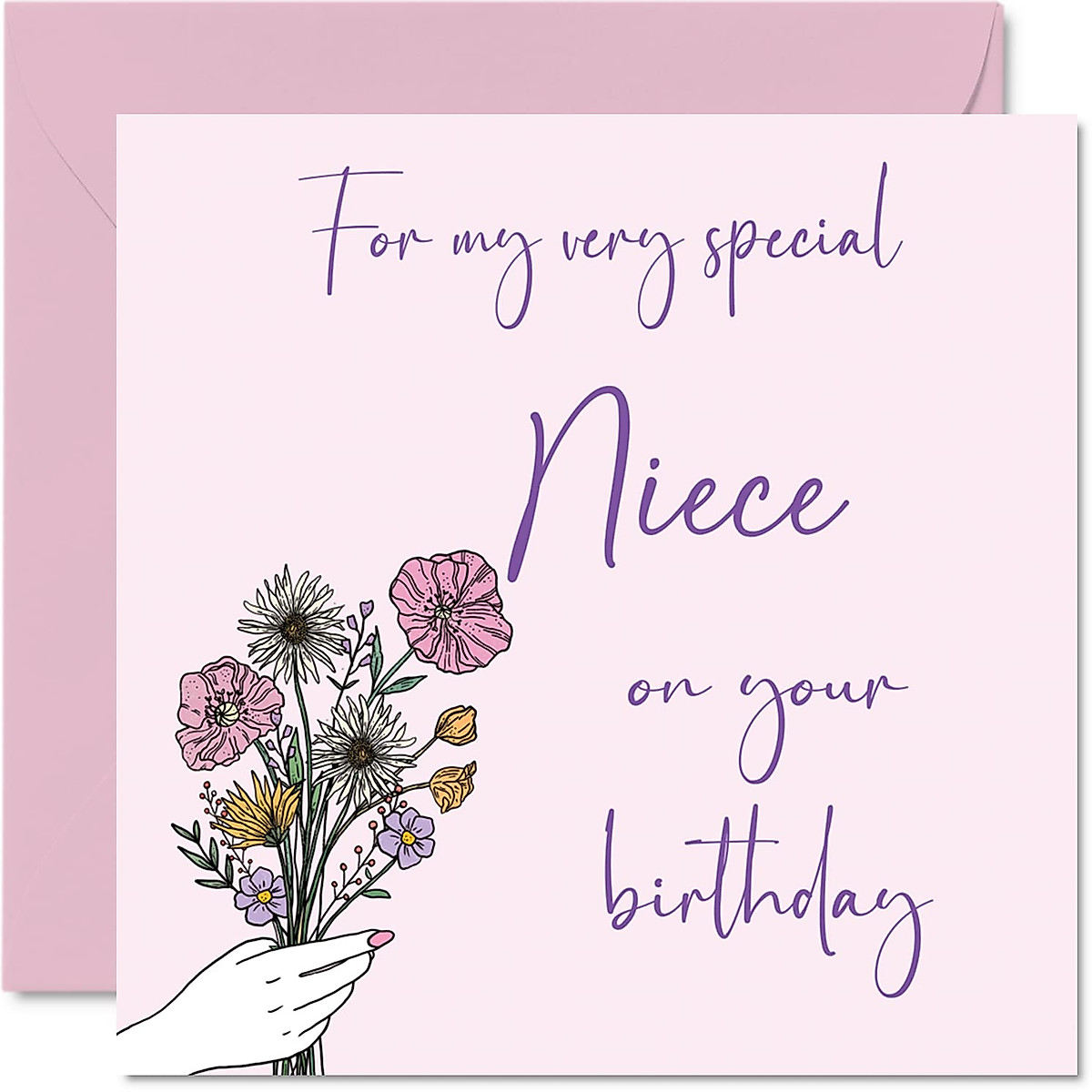 Stuff4 Cute Birthday Cards for Niece - Birthday Flowers - Happy Birthday Card for Niece from Aunt Uncle, Niece Special Birthday Gifts, 5.7 x 5.7 Inch Birthday Greeting Cards Gift for Niece