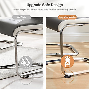 SICOTAS Dining Chairs Set of 4 - Modern Kitchen Chairs Faux Leather, High Back Dining Room Chairs with Metal Base, Upholstered Dinner Chairs, 4 PCS Armless Side Chair for Dining Room and Kitchen, Grey