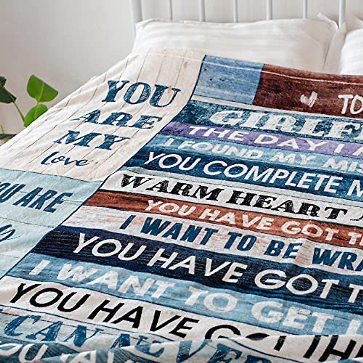 to My Girlfriend Blanket Girlfriend Gifts I Love You Blessing Sweet Sayings Quote Throw Blankets Birthday Gifts for Her Anniversary Soft Blankets for Bed Sofa and Couch 60x50 inch