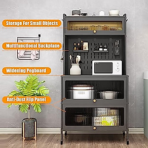 EURGANT Kitchen Storage Cabinets - Bakers Rack Countertop, Microwave Oven Shelf Cabinet, Storage Organizer with Flip Doors for Kitchen Hutch, Home, Office, Pantry, Garage