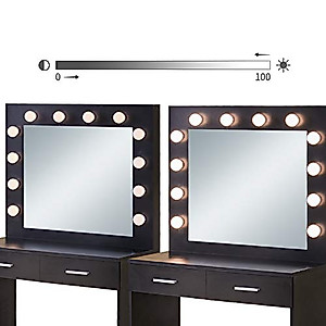 CLIPOP Modern Makeup Table with Mirror and Chair, Dressing Table with Light, 2 Drawers, Bedroom Dressing Table with 12 LED Lights and 3 Colors Lighting, Vanity Stool for Women, Girl’s Room (White)