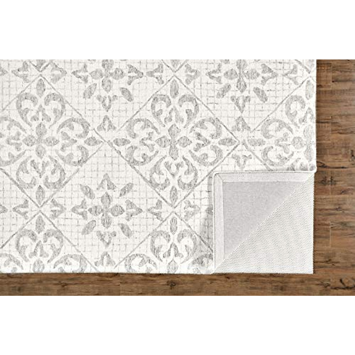 Feizy Rugs - Rhett Geometric Lattice Print Rug, Ivory/Wolf Gray, 8ft x 10ft Area Rug
