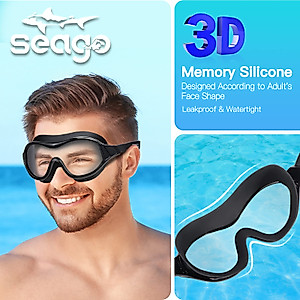 Seago Swim Goggles No Leaking Anti-Fog Swimming Goggles for Adult Men Women Youth Junior with Soft Silicone Gasket, UV Protection Waterproof 180° Clear Vision, Triathlon Pool Goggles Swim Glasses