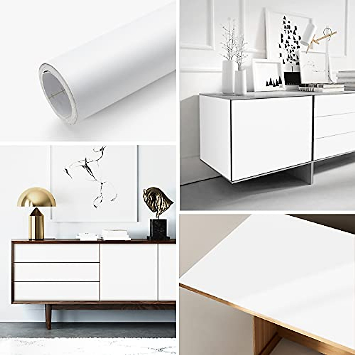 16"x78.7" Matte White Wallpaper White Peel and Stick Wallpaper Self Adhesive Removable Wallpaper Thick Decorative Vinyl Film Waterproof Contact Paper for Walls Countertop Cabinets Furniture