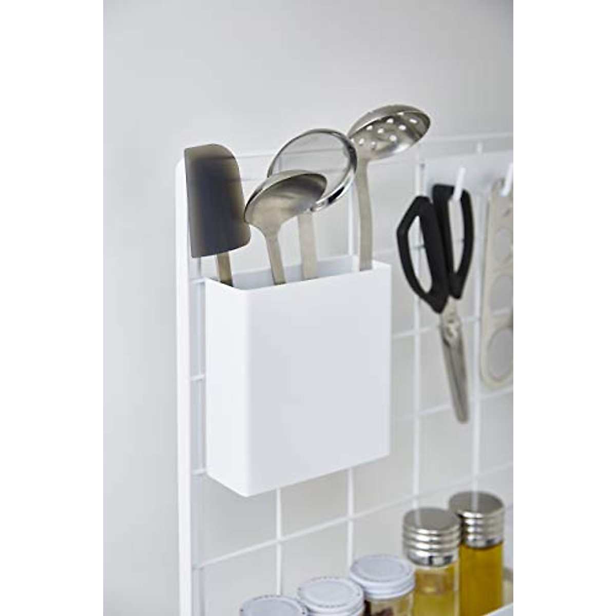 Yamazaki Home Grid Panel Organizer and Accessories-Wall Storage Decor, One Size, White