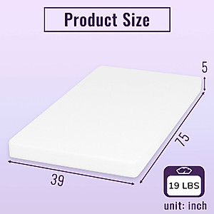 PayLessHere 5 Inch Memory Foam Mattress/Cooling Gel Bamboo Charcoal Infused Mattress/Medium Firm Mattresses/CertiPUR-US Certified/Bed-in-a-Box/Fiberglass Free/Pressure Relieving Twin Size,White