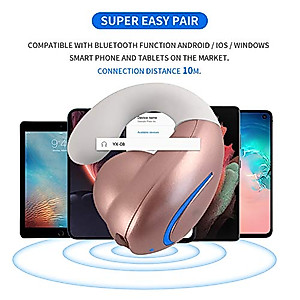 Sunffice Bluetooth Headset, Single Ear BT5.0 Ultralight Wireless Headphone Cell Phone Earpiece Ear Clip with Mic, Noise Canceling Handsfree Driving Earbud for iPhone, Android,Samsung Smartphone(Pink)